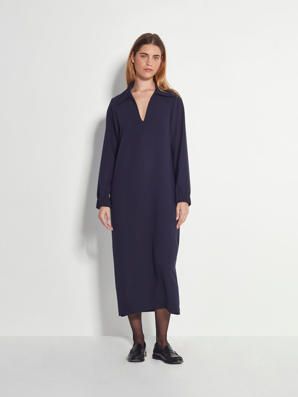 Tracey Tunic (Luxe Crepe) Navy – Juliette Hogan