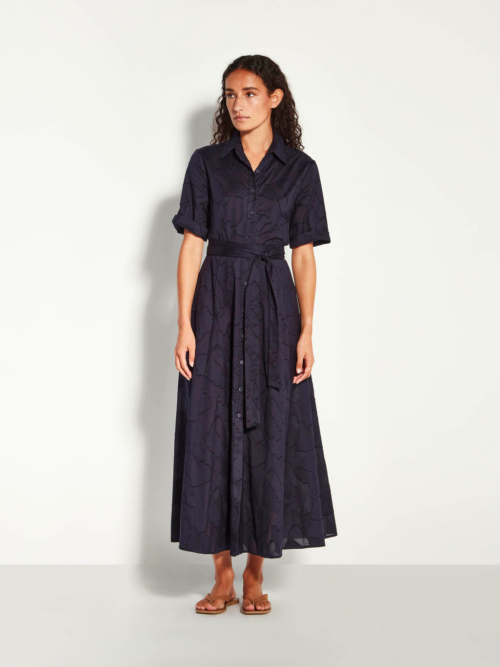 Delphi Dress (Floral Cotton Jacquard) Navy – Juliette Hogan