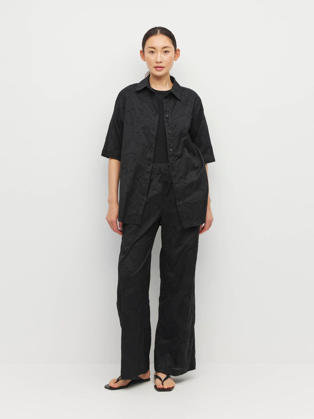 Eli Shirt (Floral Cotton Jacquard) Black – Juliette Hogan