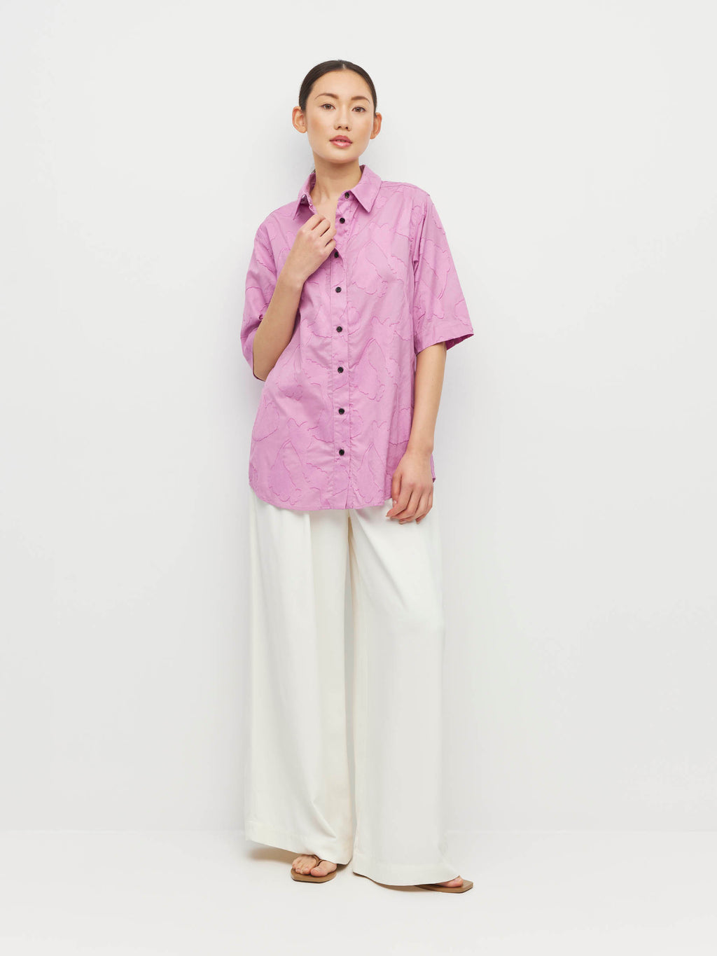 Eli Shirt (Floral Cotton Jacquard) Lilac – Juliette Hogan